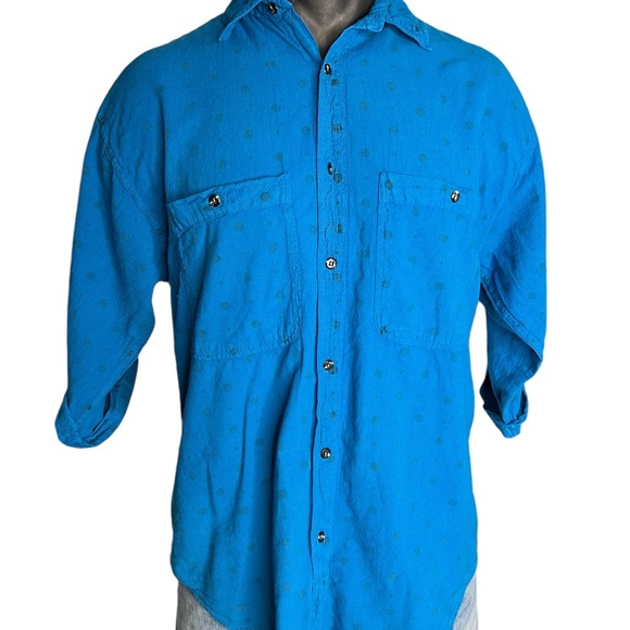 Shirts | Vintage 9s Streetwear Mens Teal Blue Collared Button Up Ss Med ...